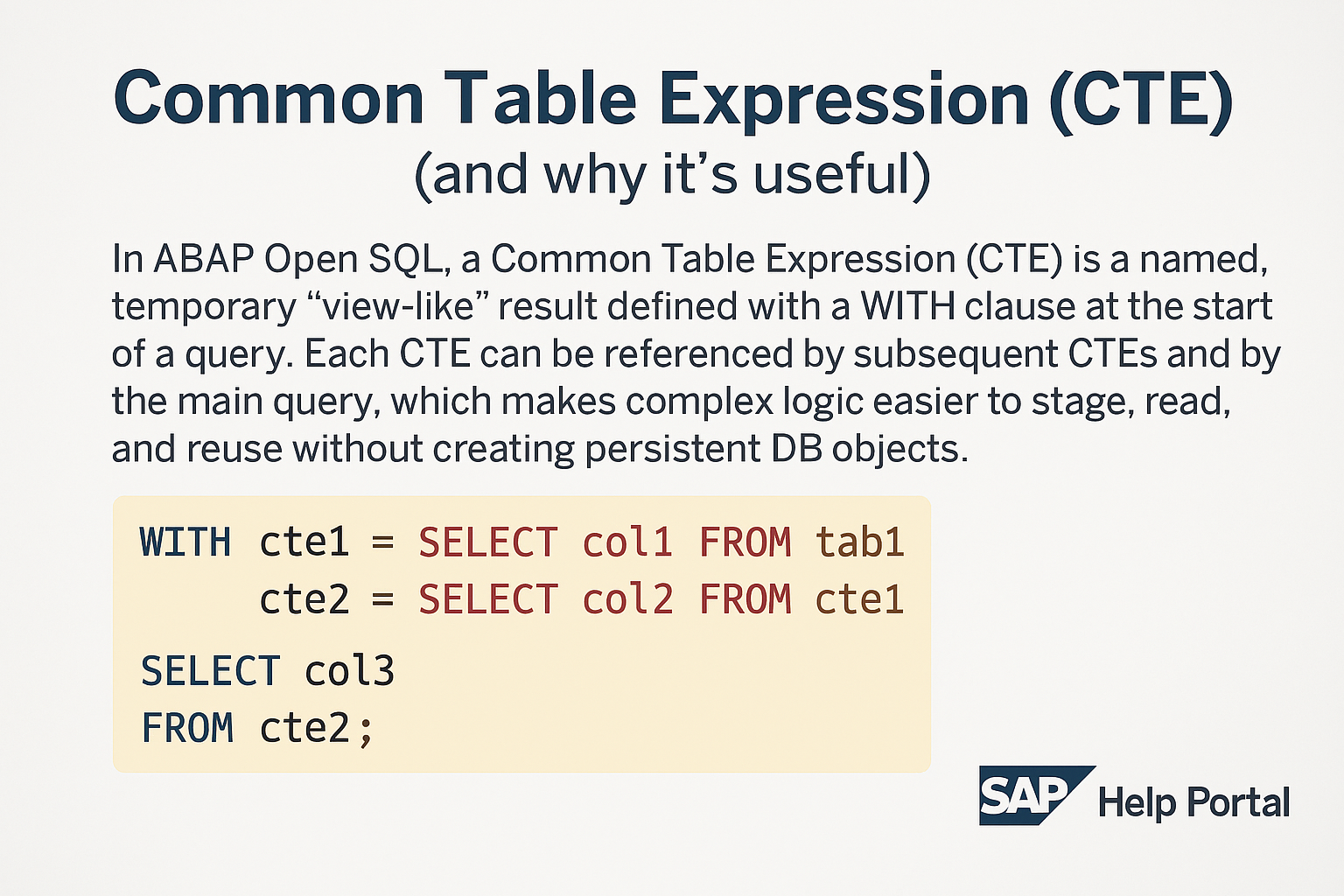 ABAP CTE (Common Table Expressions): a quick playbook - bmcg.co